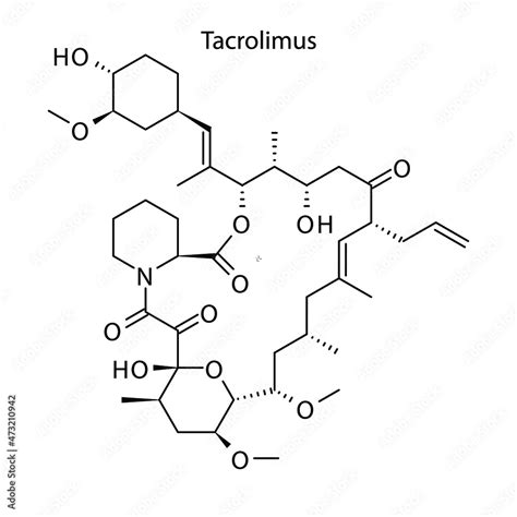 Tacrolimus Molecular Structure Flat Skeletal Chemical Formula