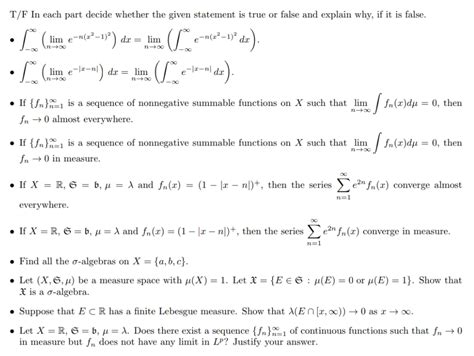 Solved Tf In Each Part Decide Whether The Given Statement