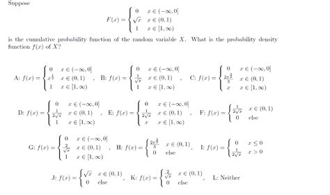 Solved Suppose Fx Is The Cumulative Probability Function