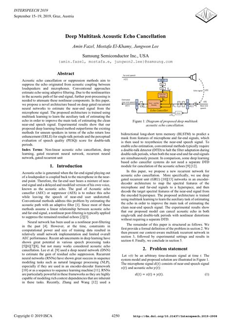Pdf Deep Multitask Acoustic Echo Cancellation