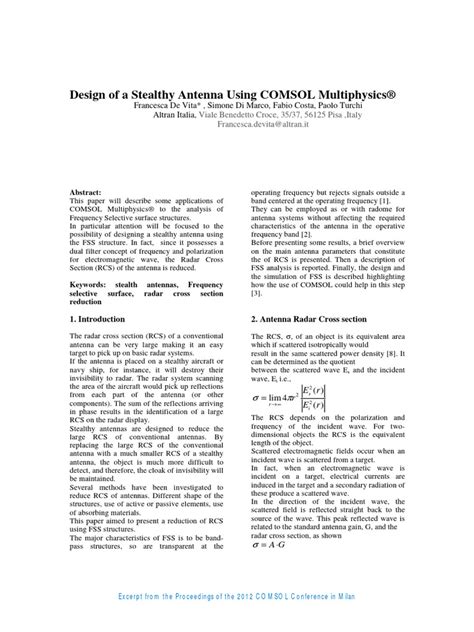 Design A Stealthy Antenna Using Comsol Multiphysics Pdf