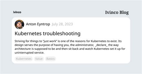 Kubernetes Troubleshooting Ivinco Blog