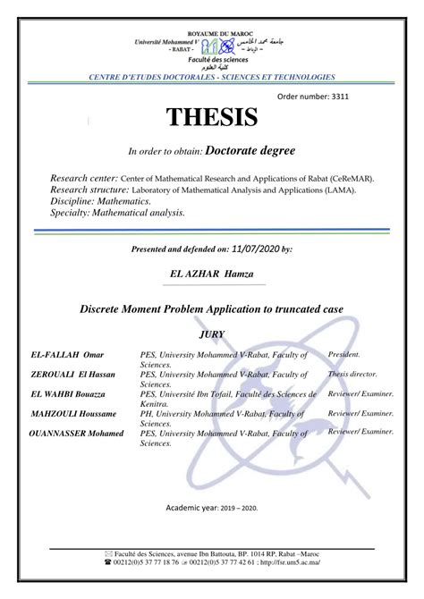 Pdf Discrete Moment Problem Application To Truncated Case