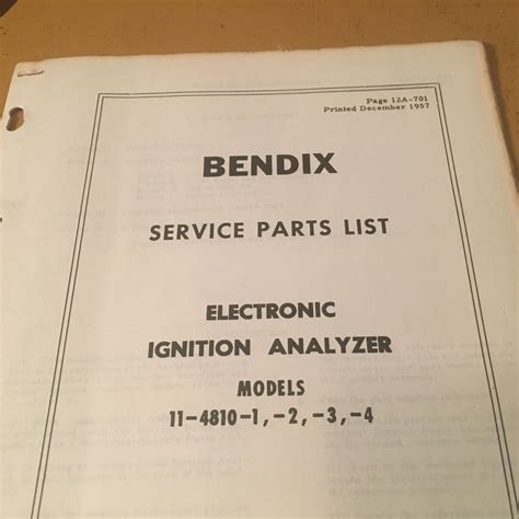 Bendix 11 4810 1 2 3 4 Electronic Ignition Analyzer Parts Manual Gs Plane Stuff