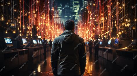 Premium Photo Back View Anonymous Hacker Generative Ai