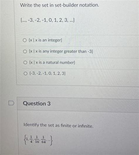 Solved Write The Set In Set Builder Notation Chegg Com