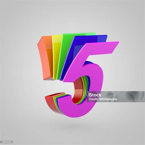 3d 수 5입니다 3d 장면 전환 무지개 글꼴을 렌더링 합니다 프라이드 색깔 개념 알파벳 흰색 배경에 고립 3차원 형태에 대한 스톡 사진 및 기타 이미지 Istock