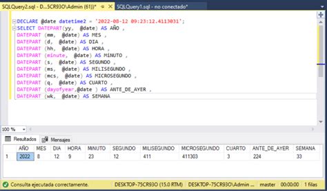 Sql Datepart Devuelve Parte De Una Fecha Sqlserverdb
