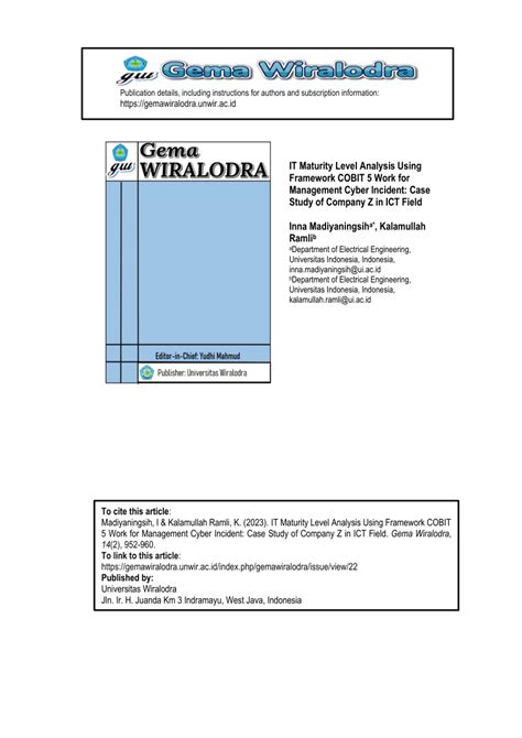 Pdf It Maturity Level Analysis Using Framework Cobit 5 Work For Management Cyber Incident