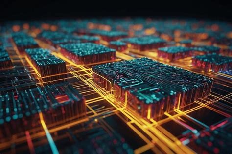Digital Matrix Of Interconnected Nodes Premium Ai Generated Image