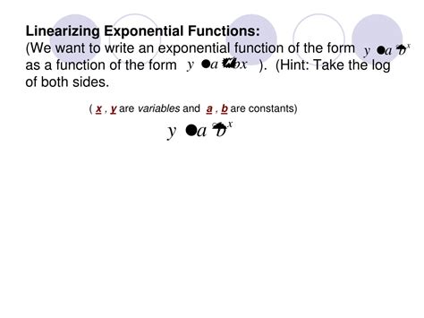 Ppt Re Expressing Data Using Logarithms And Power Functions
