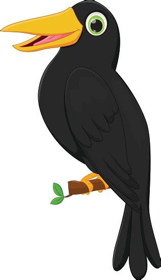 Cartoon Crow Sitting On Tree Branch Stock Vector Royalty Free FreeImages