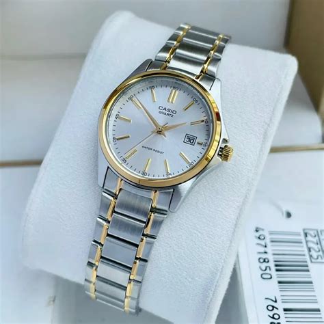 Casio Enticer Ltp 1183g 7a Two Tone Silver Dial Ladies Watch