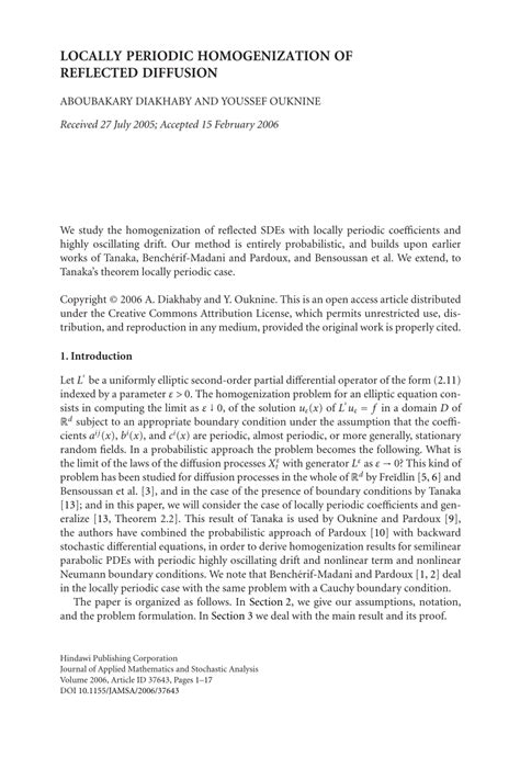 Pdf Locally Periodic Homogenization Of Reflected Diffusion