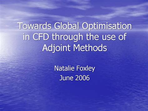 Ppt Towards Global Optimisation In Cfd Through The Use Of Adjoint Methods Powerpoint
