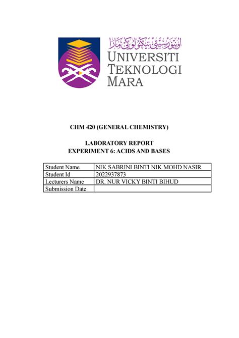 Experiment 6 Acid Bases To Identify The Properties Of Acid And Bases Using Indicators And