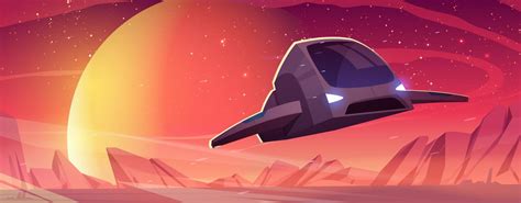 Spaceship Fly Above Alien Planet Surface 14319731 Vector Art At Vecteezy