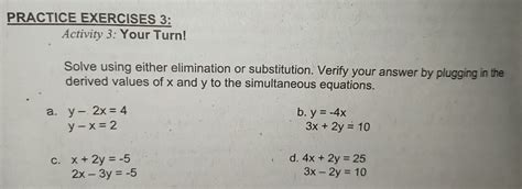 Solved Practice Exercises 3 Activity 3 Your Turn Solve Using Either