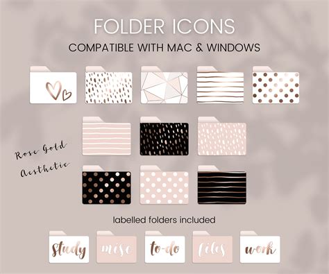 Chic Folder Icons For MAC And WINDOWS Computers Rose Gold Etsy