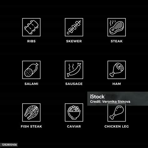 디자인 요소 로고 디자인 템플릿 아이콘 및 고기 배지의 벡터 세트입니다 갈비 음식에 대한 스톡 벡터 아트 및 기타 이미지 갈비 음식 고기 구이 Istock