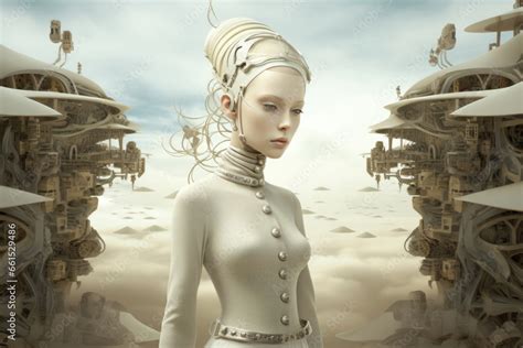 A Visionary Representation Of A Robotic Woman Bridging The Gap Between Artificial And Organic