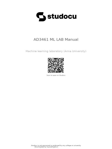 Ad3461 Ml Lab Manual Pdf Machine Learning Applied Mathematics