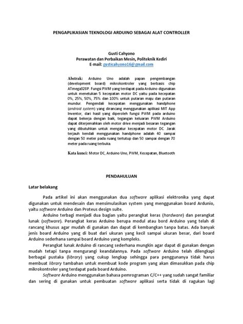Pengaplikasian Teknologi Arduino Sebagai Alat Controller Pdf