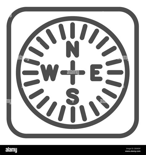 Compass Line Icon Nautical Concept Mariner Compass Sign On White