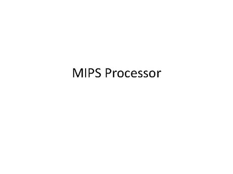 Mips Processor Registers In Mips In Mips There