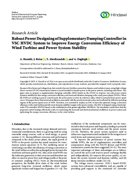 pdf robust power designing of supplementary damping controller in vsc hvdc system to improve