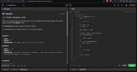 jyoti ranjan sahoo on linkedin dsa in java level 2 searching question 27 sqrt x question