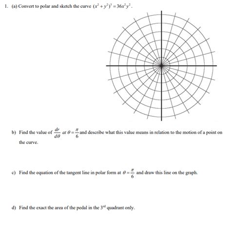 solved 1 a convert to polar and sketch the curve x y