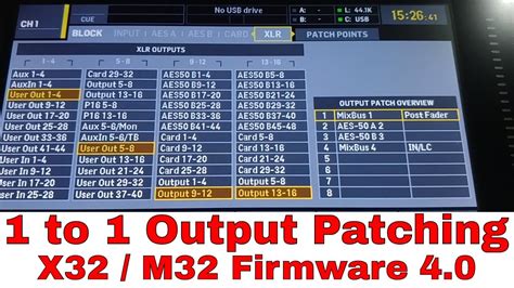 1 To 1 Output Patching Firmware V4 For Behringer X32 Midas M32