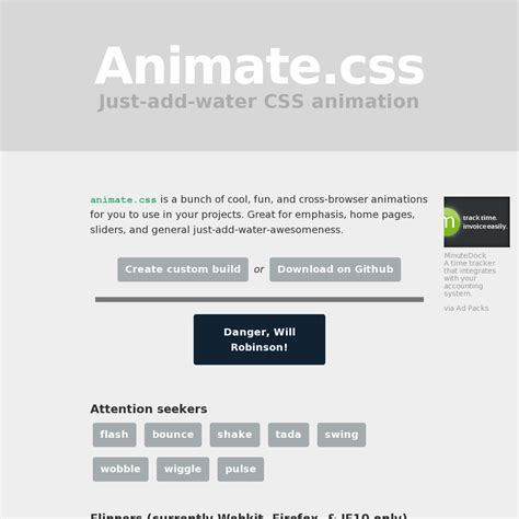 Animatecss Is A Bunch Of Cool Fun And Cross Browser Css Animations Css3 Animations Web