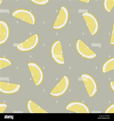 Vector Seamless Pattern With Hand Drawn Lemon Slices Beautiful Design Elements Perfect For