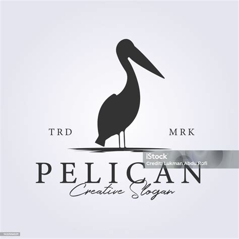 고전적인 복고풍 펠리컨 새 로고 벡터 일러스트 레이 션 디자인 펠리컨에 대한 스톡 벡터 아트 및 기타 이미지 펠리컨 분홍