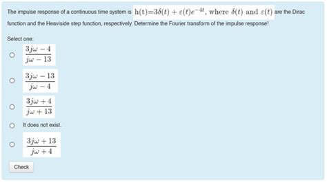 solved the impulse response of a continuous time system is