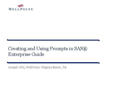 Creating And Using Prompts In Sas Enterprise Guide