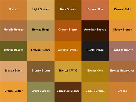 Shades Of Bronze 30 Bronze Colors With Hex Codes