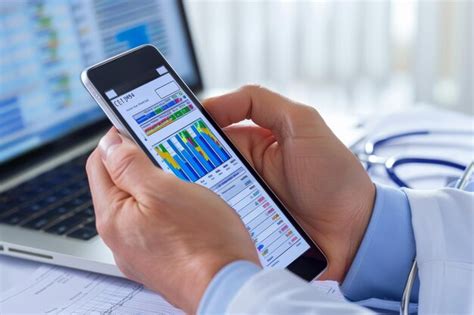 Doctor Analyzing Medical Data Health Data Management Visual Data Management Copy Space Premium