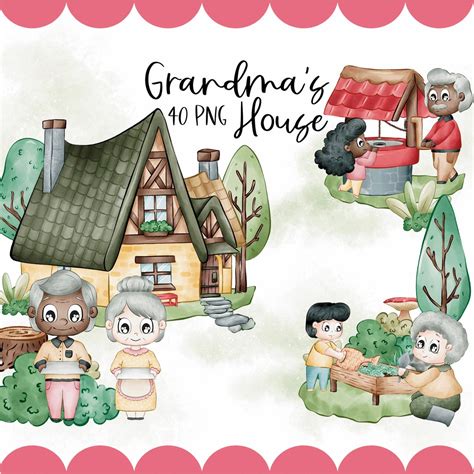 Grandmas House Clipart Graphics Digital Illustration With Commercial