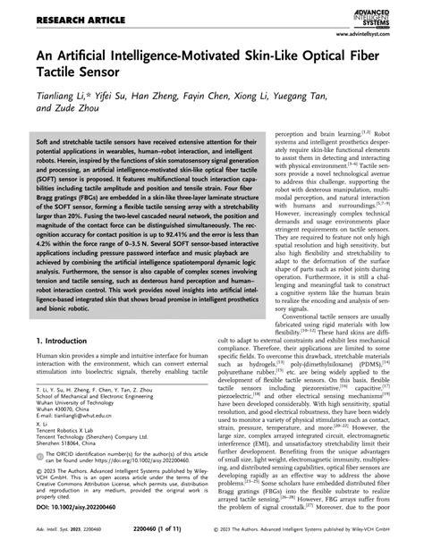 Pdf An Artificial Intelligence‐motivated Skin‐like Optical Fiber
