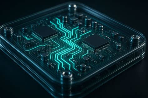 Ai Generated Close Up Of A Futuristic Circuit Board With Glowing Lines