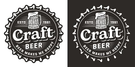 크래프트 바 또는 펍을 위한 유리와 거품이 있는 맥주 캡 단색 로고 디자인 또는 엠블럼을 맥주 머그잔과 함께 양조하고 인쇄소 또는 양조장용 거품을 냅니다 Ale에 대한 스톡