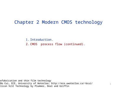 Pptx Chapter 2 Modern Cmos Technology 1 Introduction 2 Cmos Process Flow Continued 1 Ne