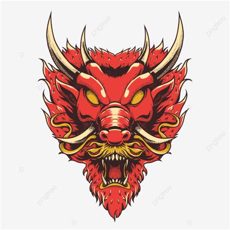 붉은 색으로 용의 머리 그림 용 머리 삽화 Png 일러스트 및 Psd 이미지 무료 다운로드 Pngtree