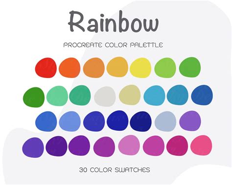 Rainbow Procreate Color Palette Rainbow Color Swatches Etsy Artofit