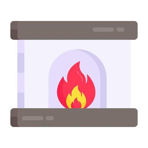Premium Vector A Flat Design Icon Of Fireplace