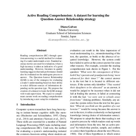 Active Reading Comprehension A Dataset For Learning The Question Answer Relationship Strategy