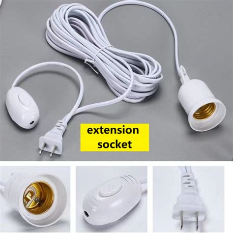 5 8 10m Led Bulb Extension Cord Lamp Holder With Switch E27 3 5 7w 3 Colors Light And Light